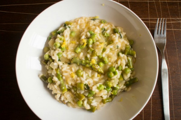 Asparagus Lemon Mint and Pea Risotto